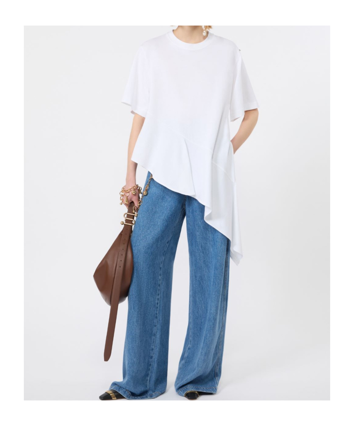 SPORTMAX Sportmax Short-Sleeved T-Shirt with Asymmetrical Hem